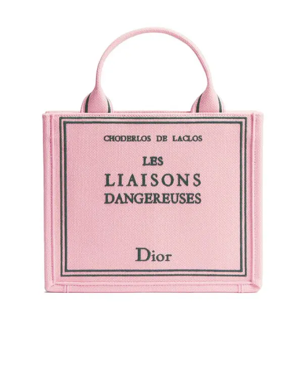 Dior Small Book Tote With Strap - Pink And Green