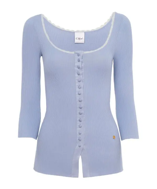 Chloé Lace-trimmed Button-front Cardigan - Blue