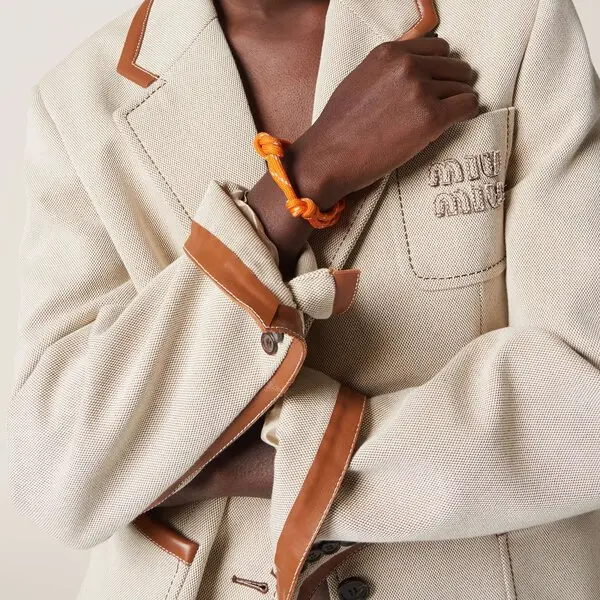 Miu Miu Logo Engraved Rope Bracelet - Orange