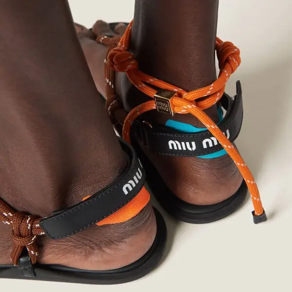 Miu Miu Logo Engraved Rope Bracelet - Orange
