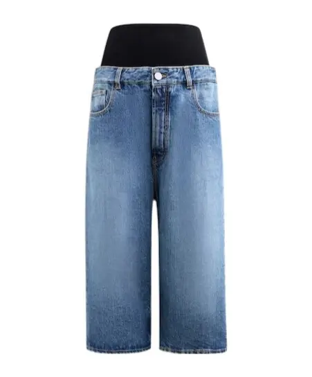 Alaïa Knitted Waistband Denim Bermuda Shorts - Blue Retro