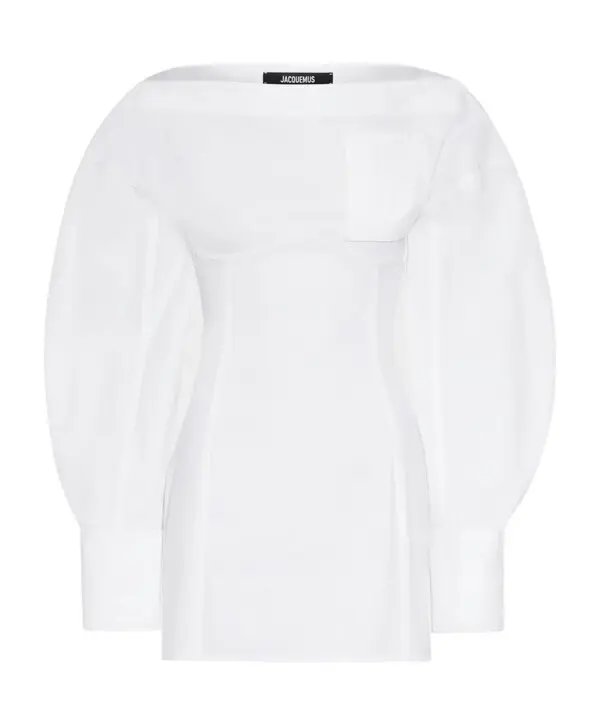 Jacquemus Off-shoulder Mini Dress With Belted Waist - White