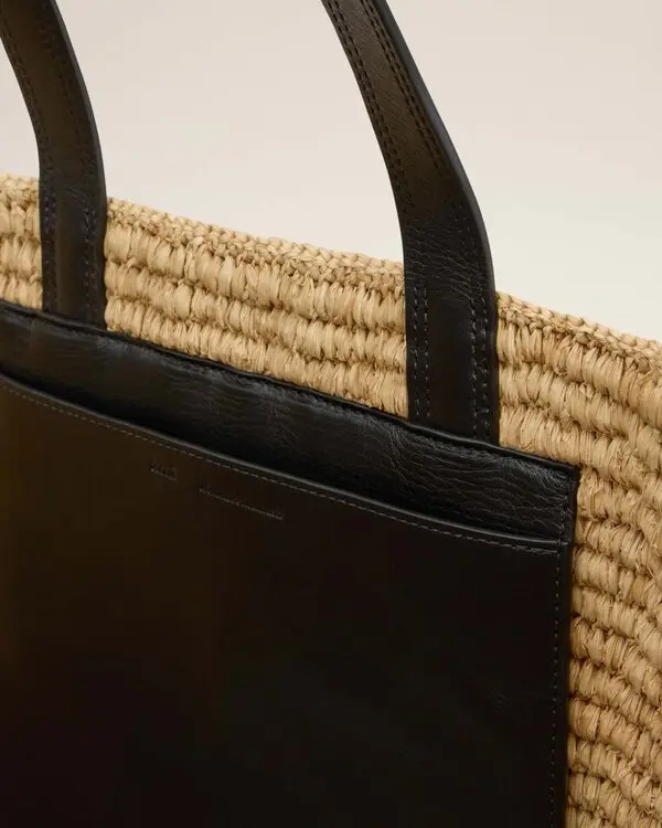 AMI Paris Woven Tote Bag With Logo Patch