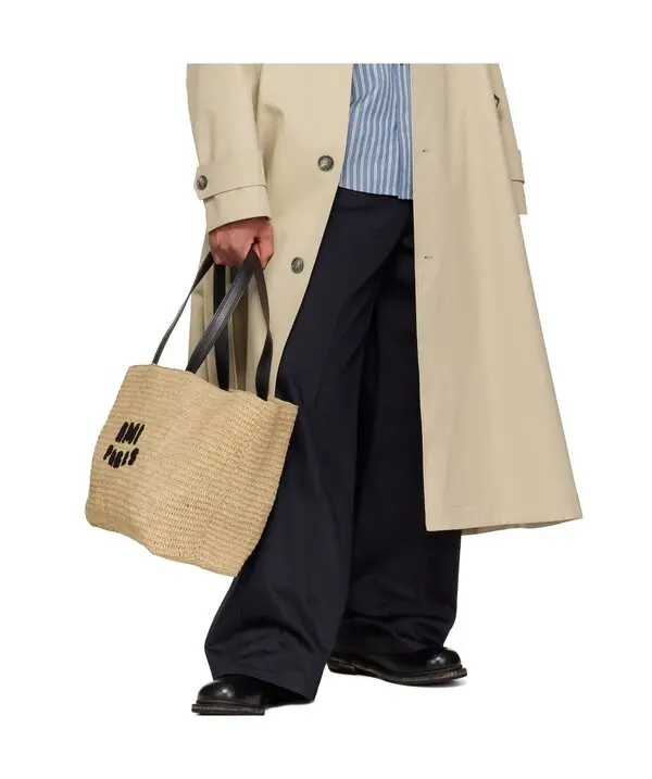 AMI Paris Woven Tote Bag With Logo Patch