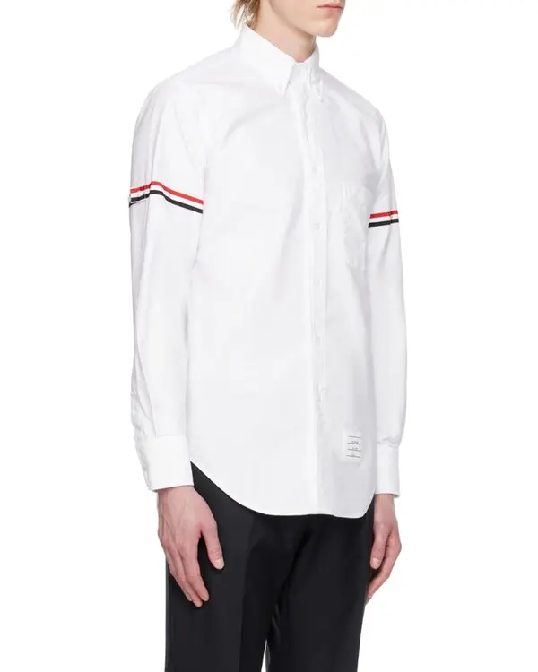 Thom Browne Stripe Detailed Long-sleeved Shirt - White