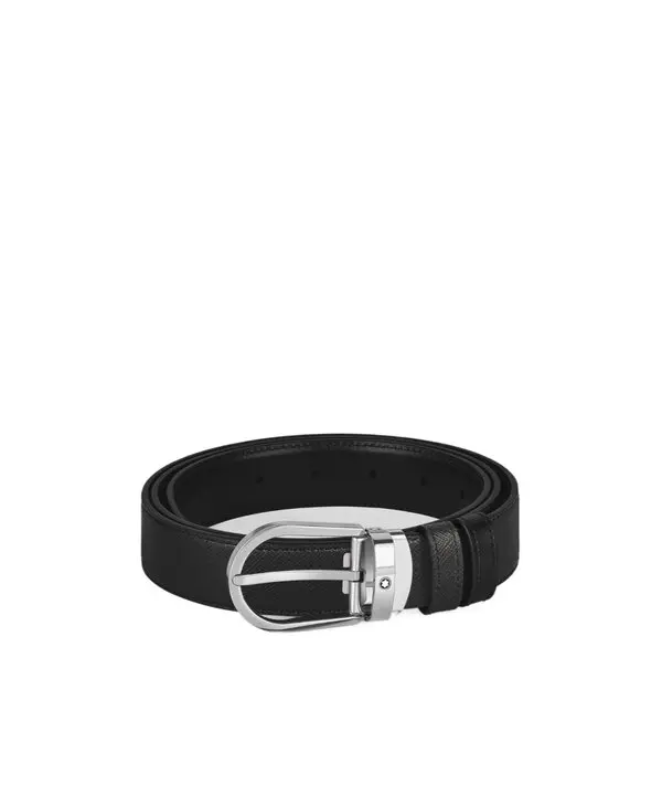 Montblanc Horseshoe Buckle Reversible Leather Belt - Black/black