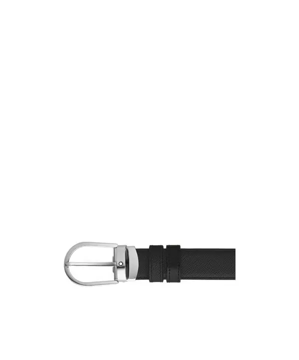 Montblanc Horseshoe Buckle Reversible Leather Belt - Black/black