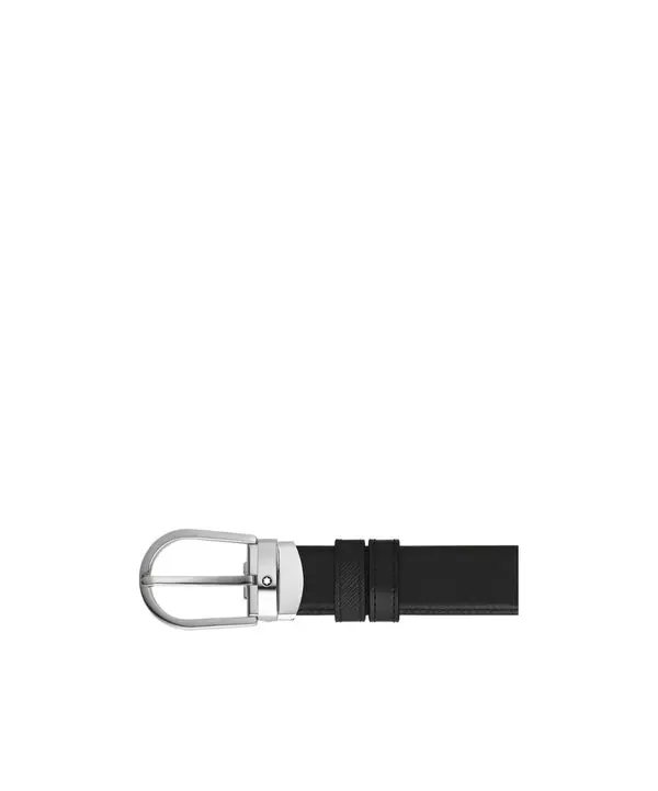 Montblanc Horseshoe Buckle Reversible Leather Belt - Black/black
