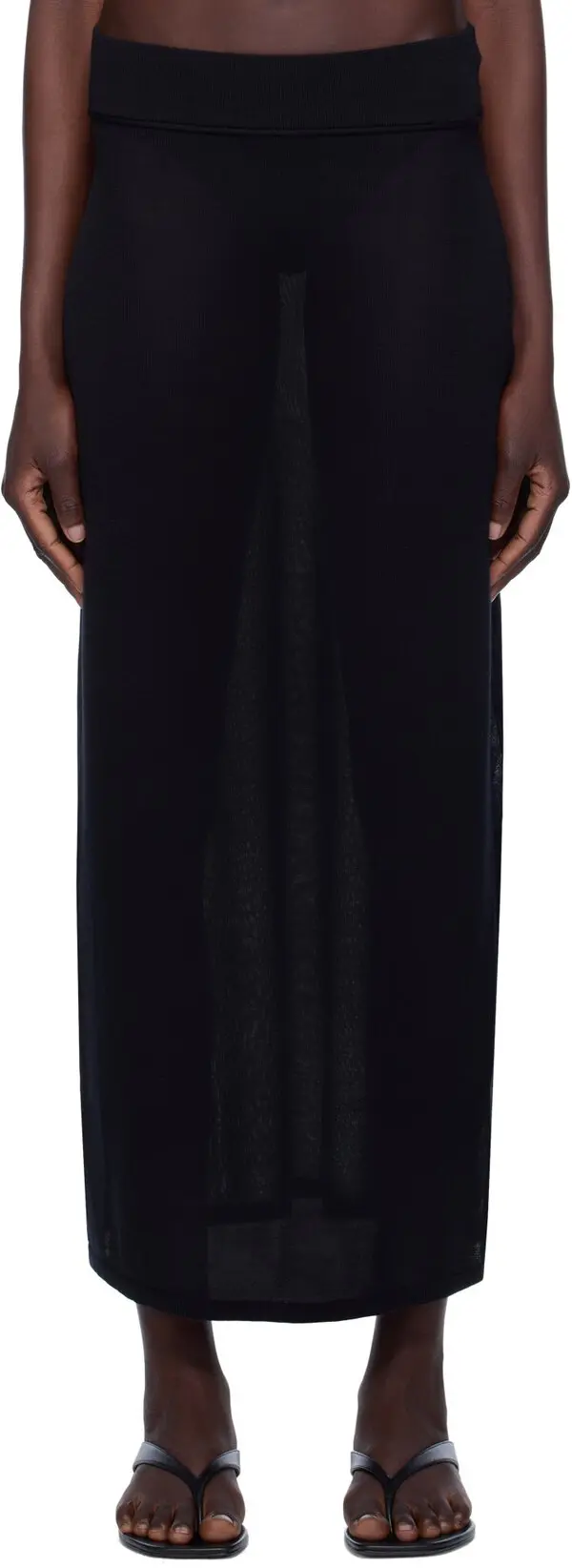 TOTEME Ribbed Hem Long Skirt - Black