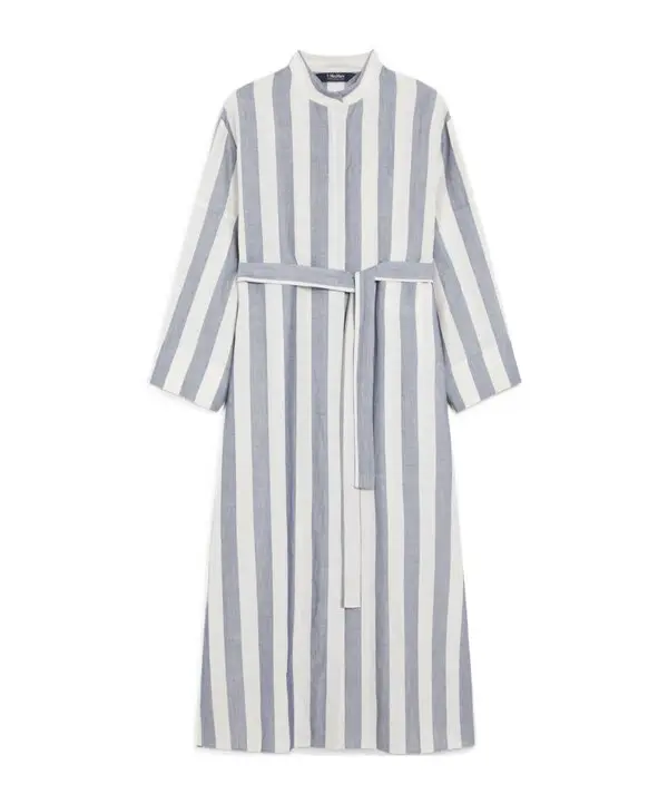 Max Mara Striped Belted Long-sleeved Dress