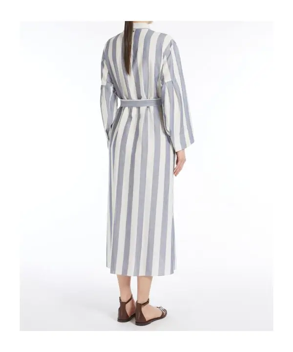 Max Mara Striped Belted Long-sleeved Dress