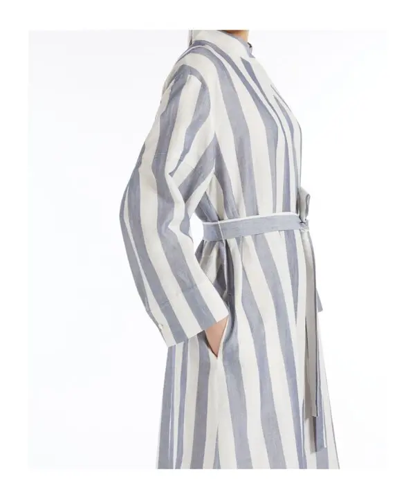 Max Mara Striped Belted Long-sleeved Dress