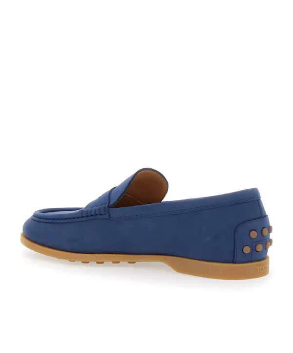 TOD'S Logo Embossed Slip-on Loafers - Blue