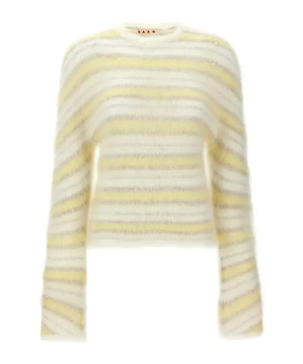 Marni Fuzzy Wuzzy Striped Crew Neck Sweater - Multicolor