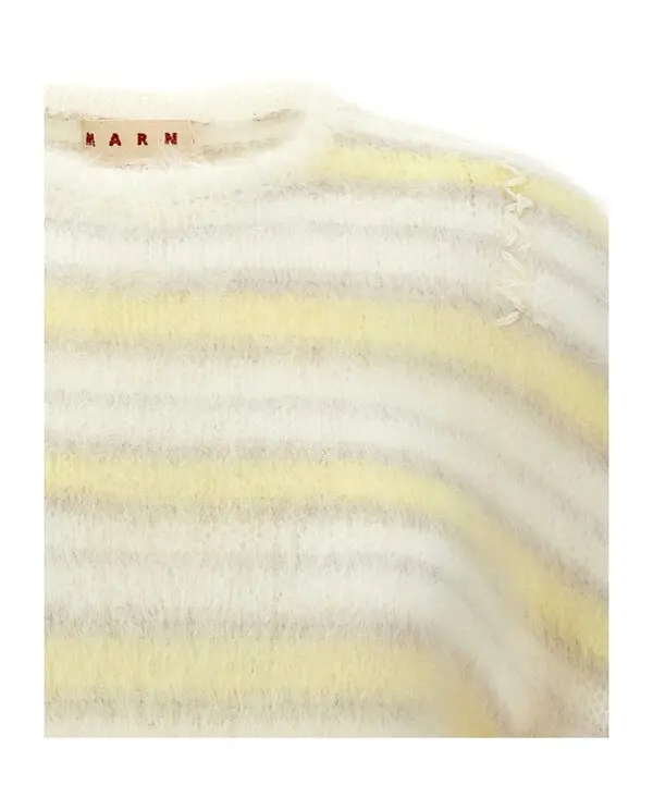 Marni Fuzzy Wuzzy Striped Crew Neck Sweater - Multicolor