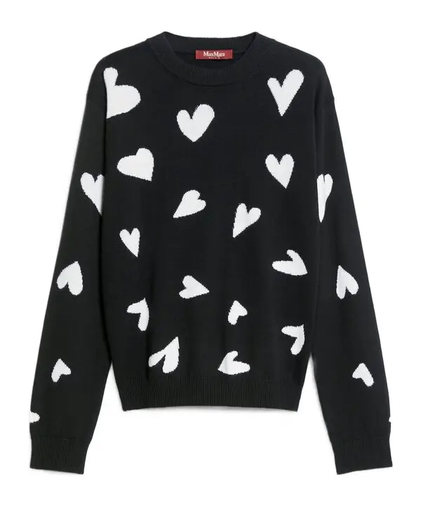 Max Mara Heart Pattern Wool Sweater - Black