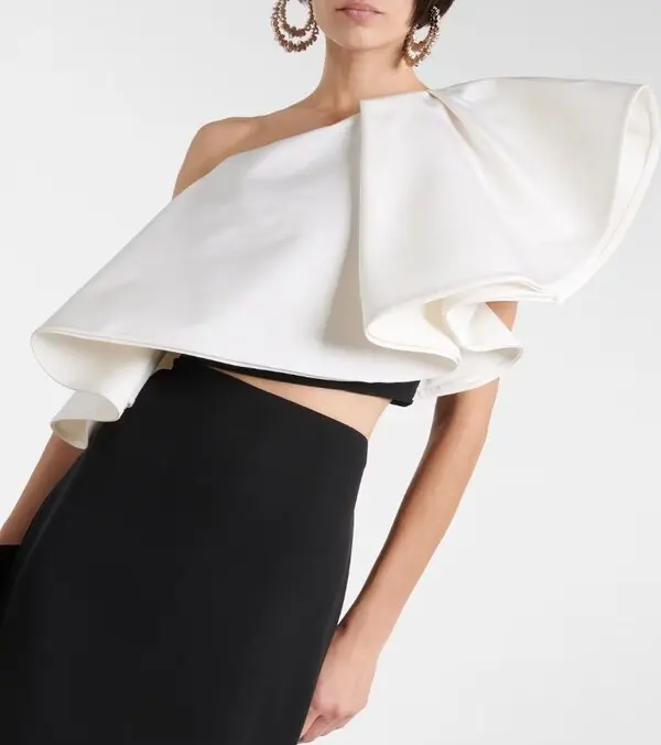 Carolina Herrera One-shoulder Ruffled Silk Top