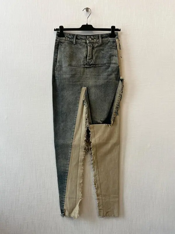 Rick Owens Concordians Runway Denim Sliced Skirt - Blue