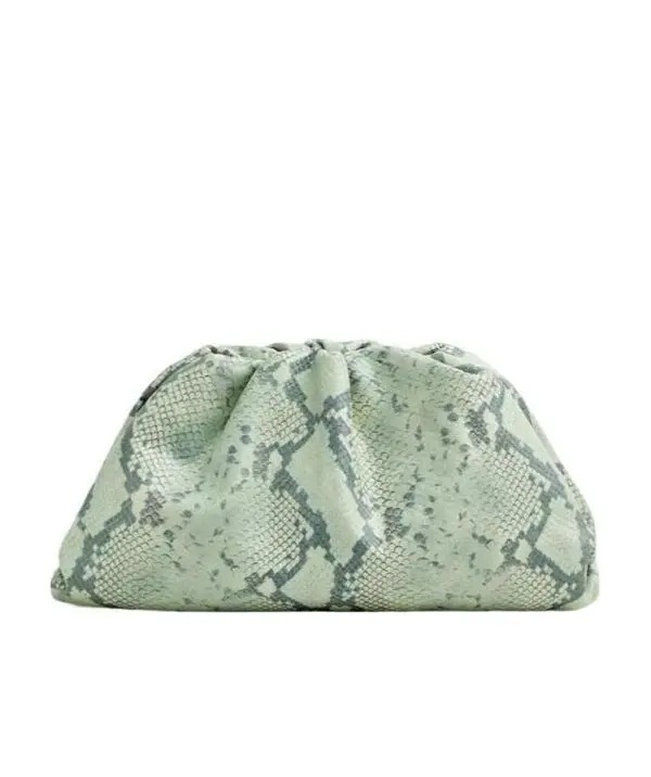 Bottega Veneta The Pouch Embossed Clutch Bag - Gray