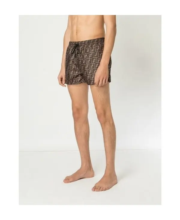 Fendi Ff Monogram Swim Shorts - Brown