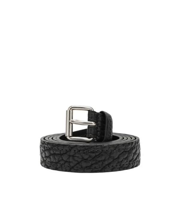 Prada Calf-leather Textured Belt - Black