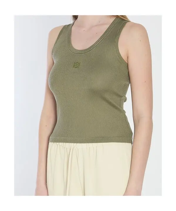 Loewe Anagram Ribbed Silk Knit Tank Top