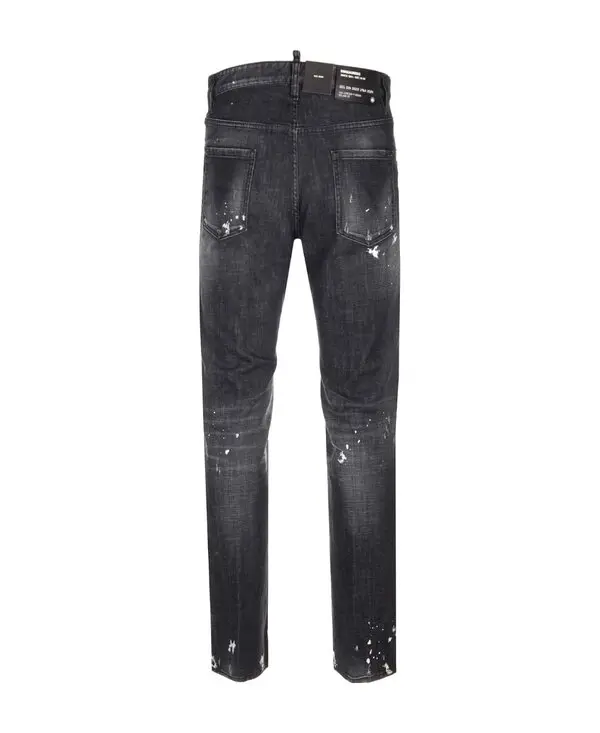 Dsquared2 Straight Leg Distressed Jeans - Black