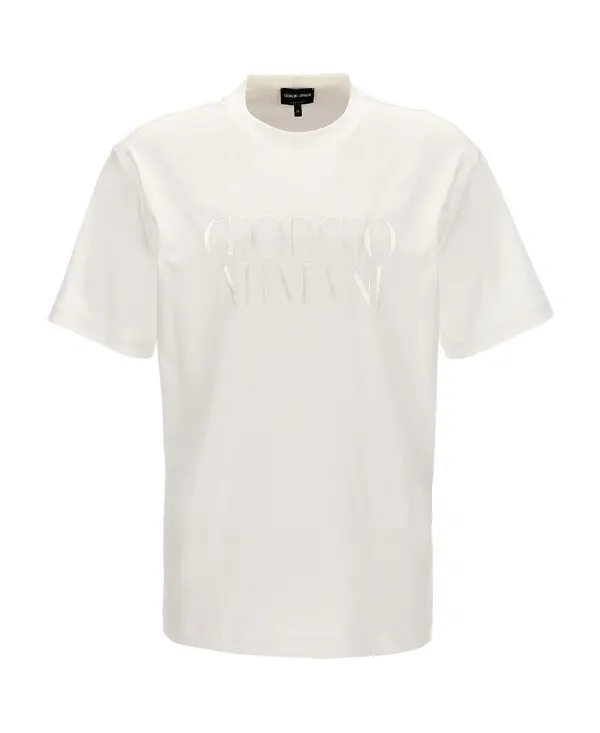 Giorgio Armani Logo Embroidered Crewneck T-shirt - White