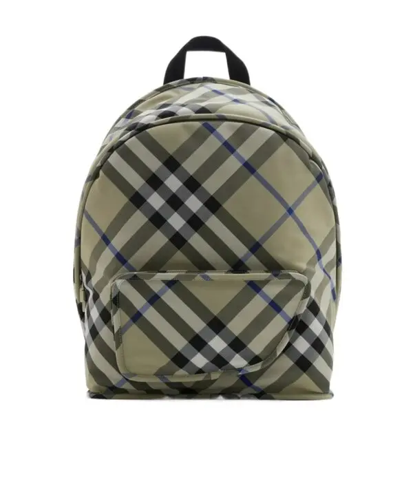 Burberry Check-printed Zipped Backpack - Moss Color
