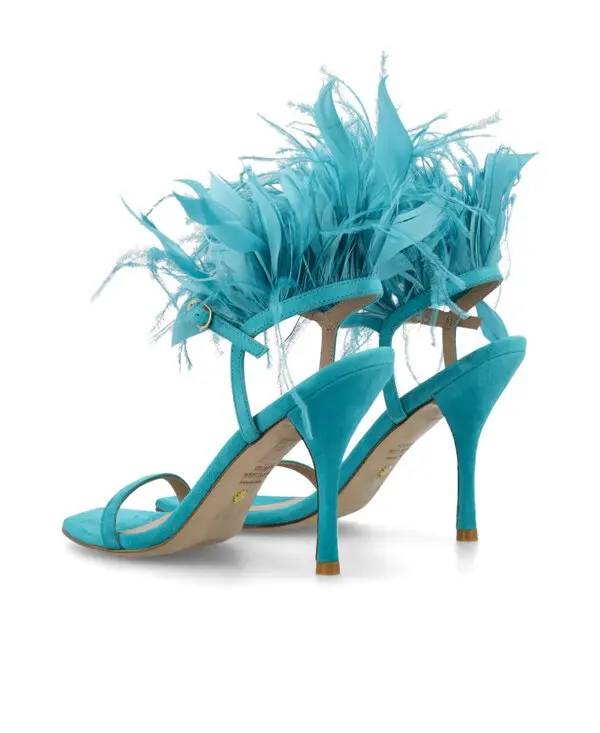 STUART WEITZMAN High-heeled Sandals With Feather Detailing - Green