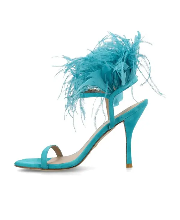 STUART WEITZMAN High-heeled Sandals With Feather Detailing - Green