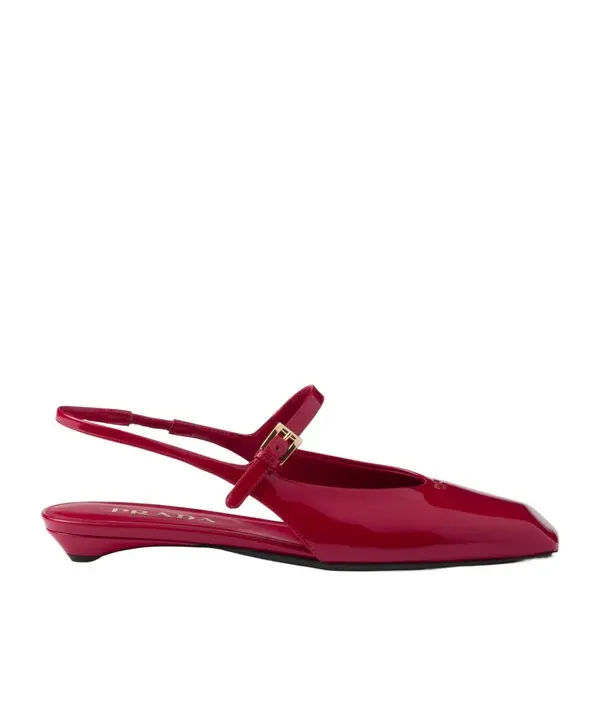 Prada Patent Leather Slingback Ballerinas