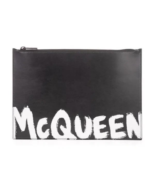 Alexander McQueen Graffiti Logo Clutch Bag - Black