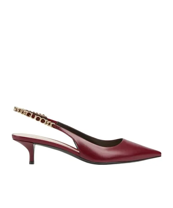 Gucci Signoria Logo Plaque Slingback Pumps - Dark Red