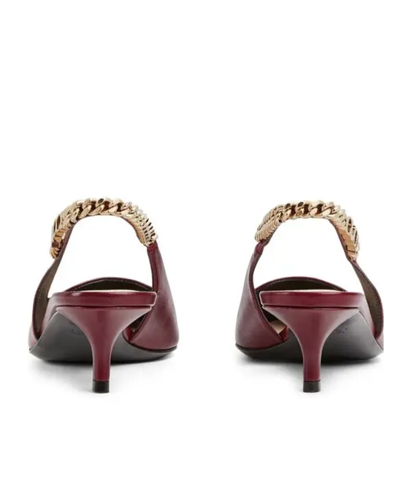 Gucci Signoria Logo Plaque Slingback Pumps - Dark Red