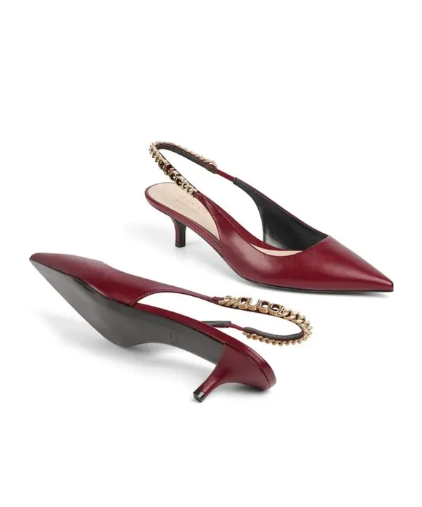 Gucci Signoria Logo Plaque Slingback Pumps - Dark Red