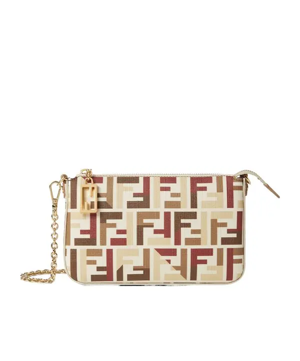 Fendi Pouch With Chain In Multicolor Ff Fabric - Color