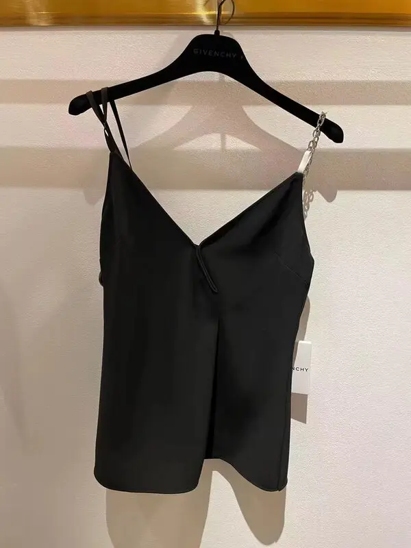 Givenchy Sleeveless V-neck Top With Chain Detail