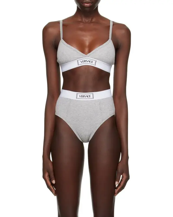 Versace Logo-patch V-neck Bra