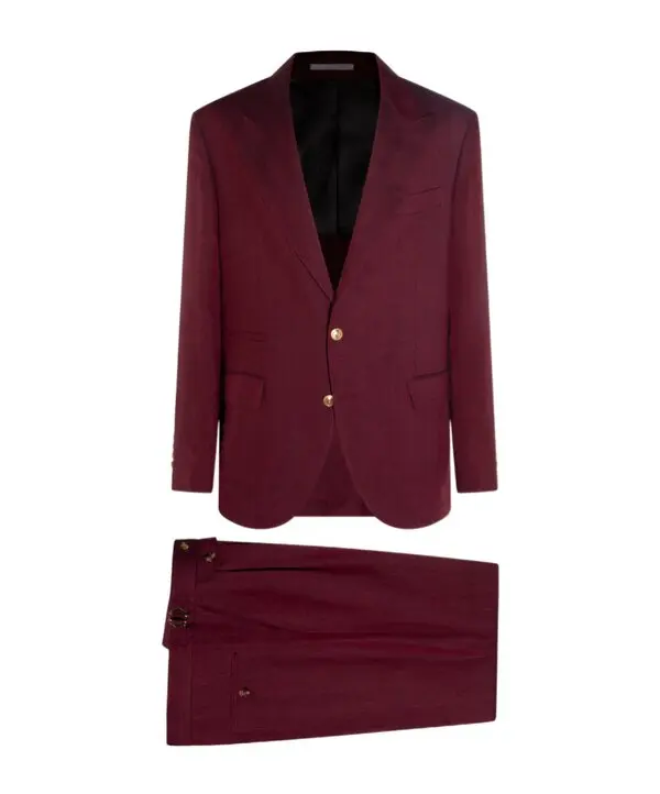 Brunello Cucinelli Red Single-breasted Suit - Brown