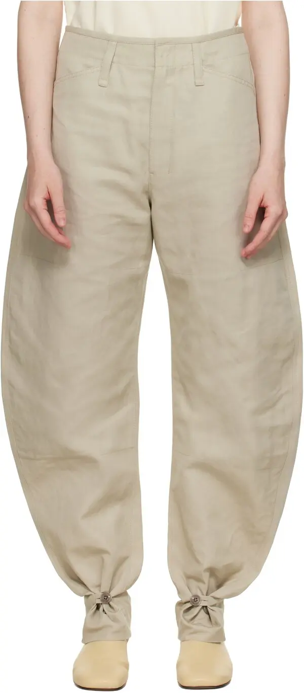 LEMAIRE Tapered Pants With Curved Legs - Frankincense