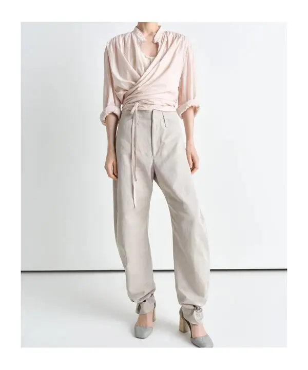 LEMAIRE Tapered Pants With Curved Legs - Frankincense