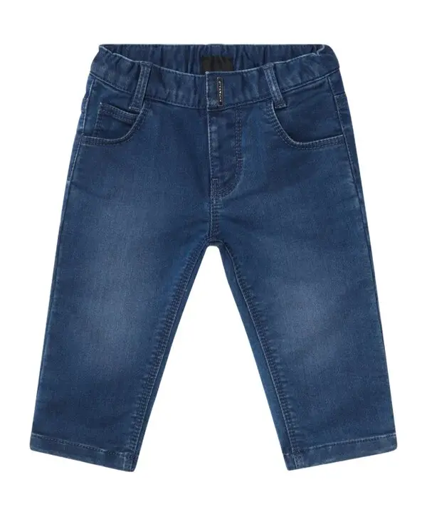 Givenchy Elastic Waist Straight Cut Jeans With Logo Detail