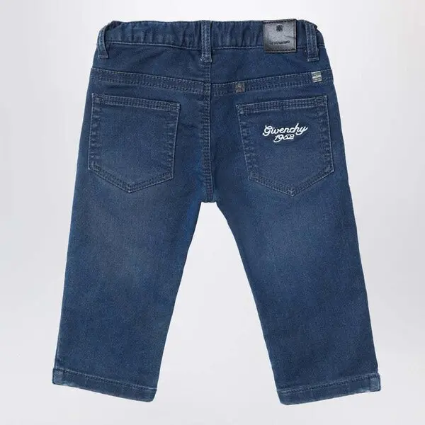 Givenchy Elastic Waist Straight Cut Jeans With Logo Detail
