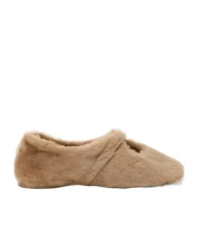 Loewe Shearling Pebble Soft Ballerina - Oak