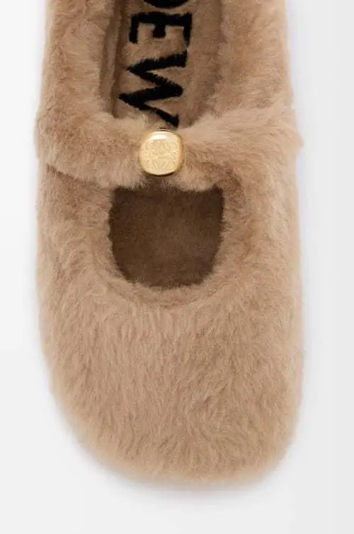 Loewe Shearling Pebble Soft Ballerina - Oak