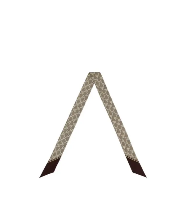 Gucci Gg Printed Silk Thread Neck Bow - Camel