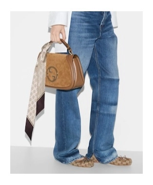 Gucci Gg Printed Silk Thread Neck Bow - Camel