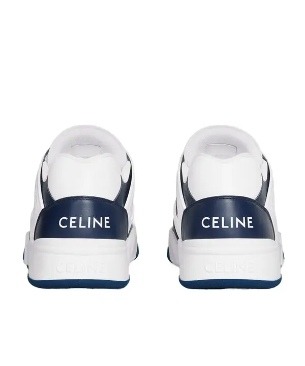 Celine Ct-07 Low Lace-up Sneakers In Calfskin - White