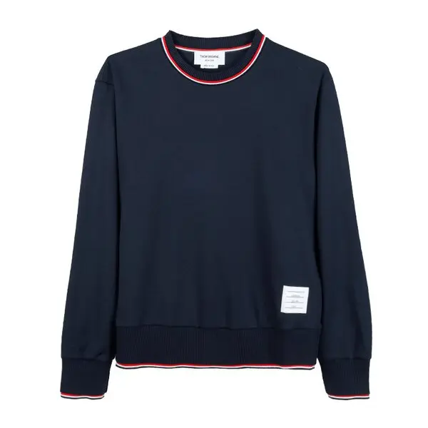 Thom Browne Long-sleeved Crewneck Sweater - Navy Blue